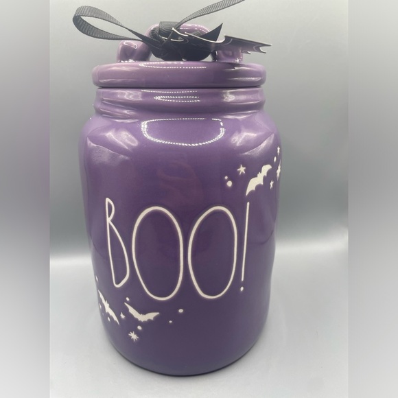 Rae Dunn | Holiday | Rae Dunn Purple Halloween Boo Canister With Bats ...